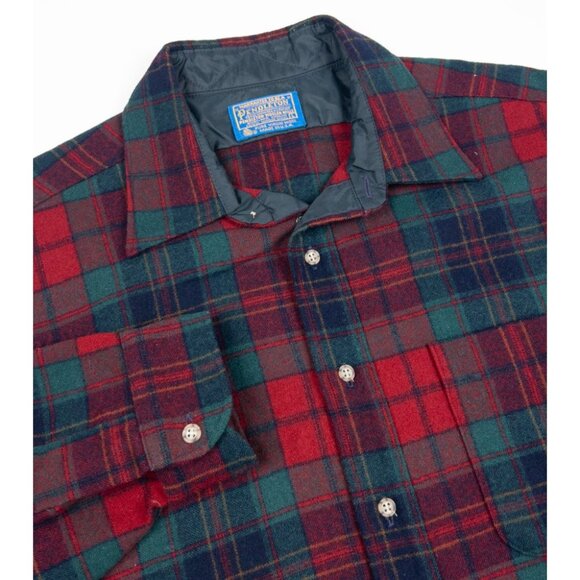 Pendleton | Shirts | Pendleton Wool Flannel Shirt Mens Large Red Green Plaid Vintage 8s Usa ...